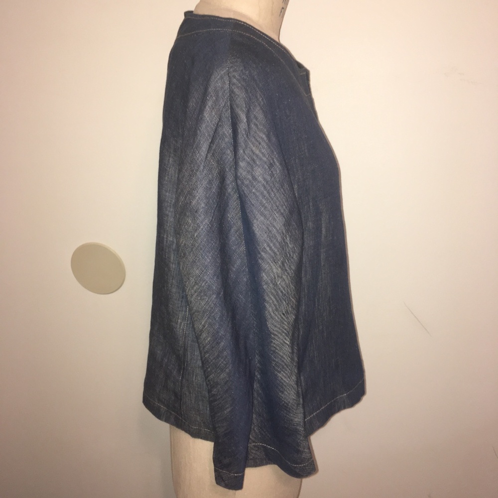 Talbots Blue Light Weight Denim Jacket With Bow - Gem